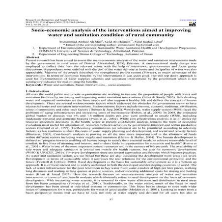 Socio economic analysis of the interventions aimed at improving | PDF