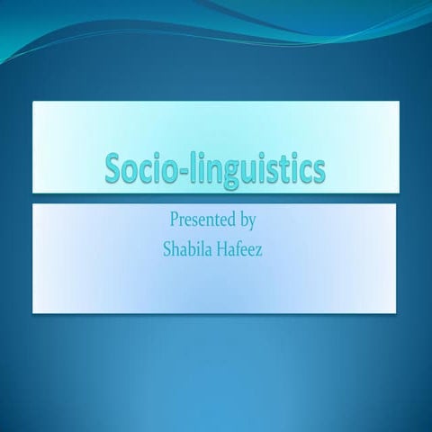 Socio linguistics | PPT