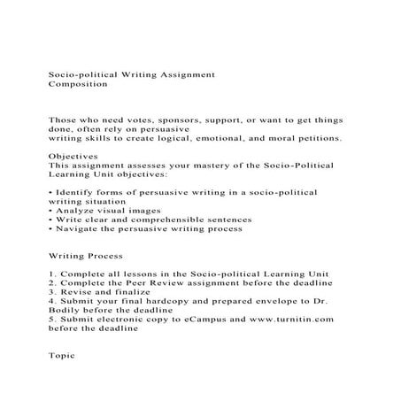 Socio-political Writing Assignment Composition T.docx