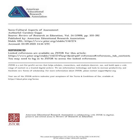 Sociocultural aspects of assessment (1) | PDF