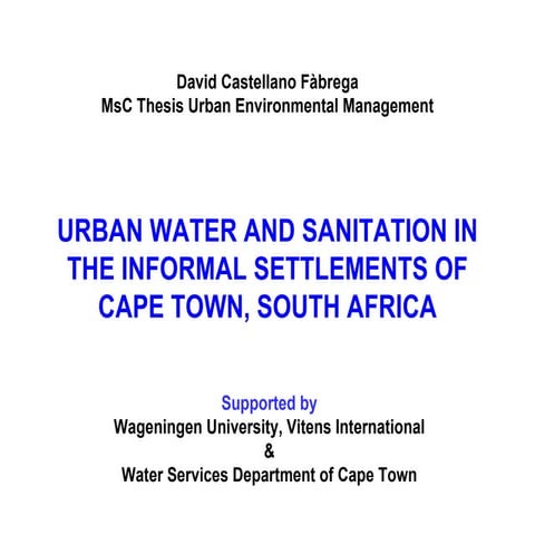 socio-economic description of the informal settlements in Cape Town | PPT