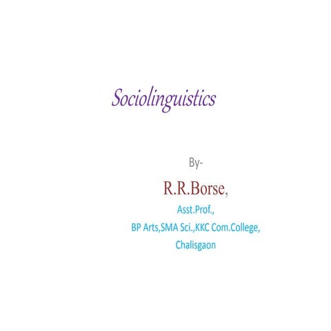 Sociolinguistics | PPTX