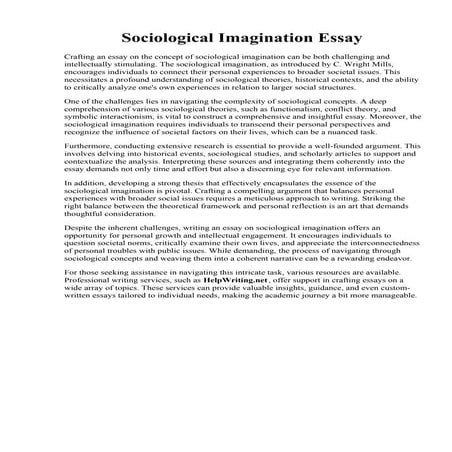 Sociological Imagination Essay | PDF | Travel