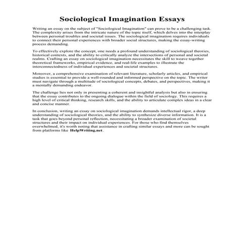 Sociological Imagination Essays. Examples Of Sociological Imagination ...