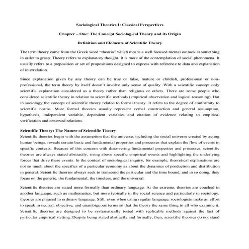 Sociological Theories I Edited.pdf second year sociology students | PDF