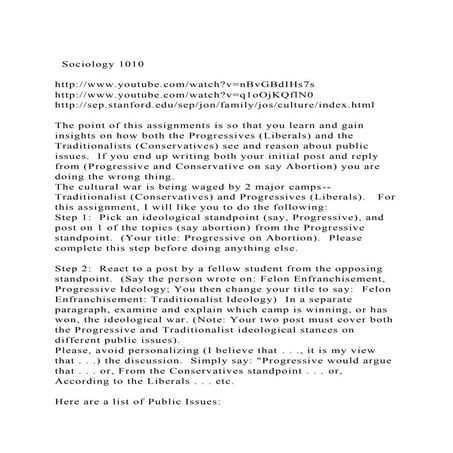 Sociology 1010httpwww.youtube.comwatchv=nBvGBdIHs7sht.docx