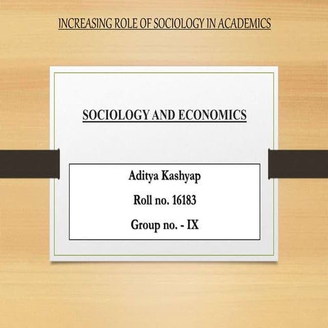 Sociology and economics | PPTX