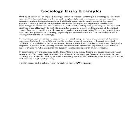Sociology Essay Examples | PDF