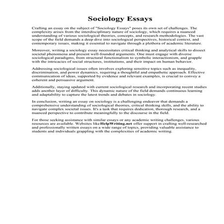 Sociology Essays.pdfSociology Essays. Sociology paper example ...