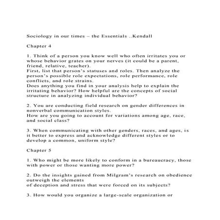 Sociology in our times – the Essentials ..KendallChapter 4.docx