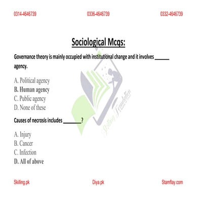 Sociology MCQs Quiz Test Questions with Answers.pptx | Science