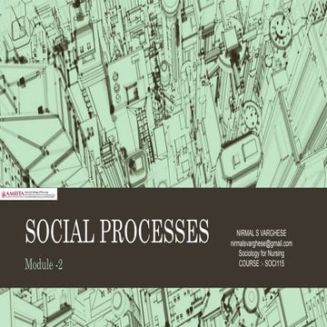 SOCIOLOGY FOR NURSING UNIT 2 SOCIAL PROCESS | PPT