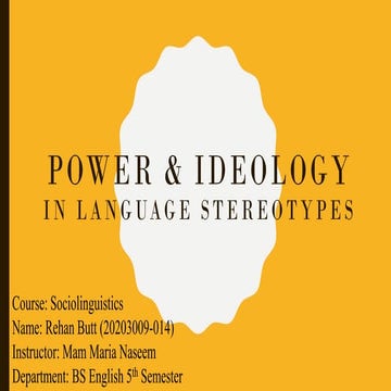Power And Ideology In Language And Stereotypes - Presentation Slides ...