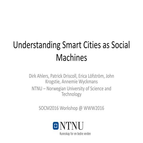 Understanding Smart Cities as Social Machines | PPTX | Internet | Computing