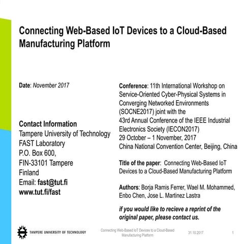Connecting Web-Based IoT Devices to a Cloud-Based Manufacturing ...