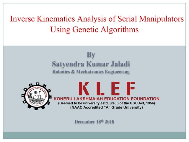 Inverse Kinematics Using Genetic Algorithms Ppt