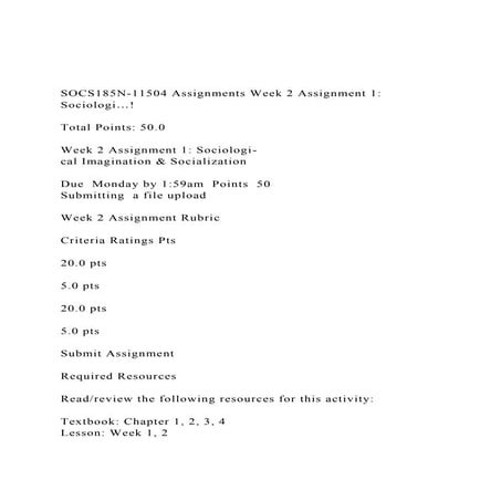 SOCS185N-11504 Assignments Week 2 Assignment 1 Sociologi…!.docx