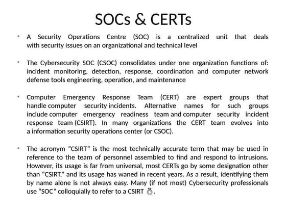 Security operation center (SOC) | PPTX