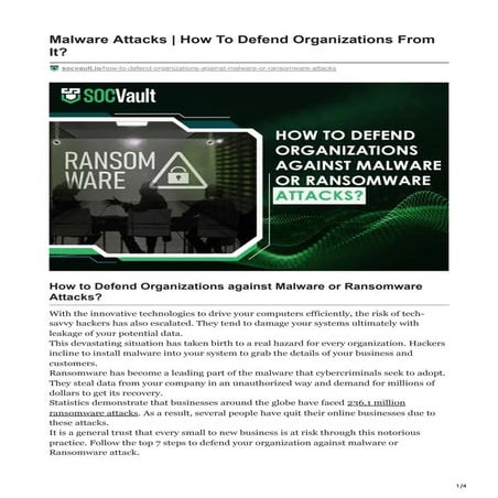 Malware Attacks | How To Defend Organizations From It? | PDF