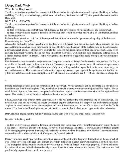 Dark web presentation | PPT