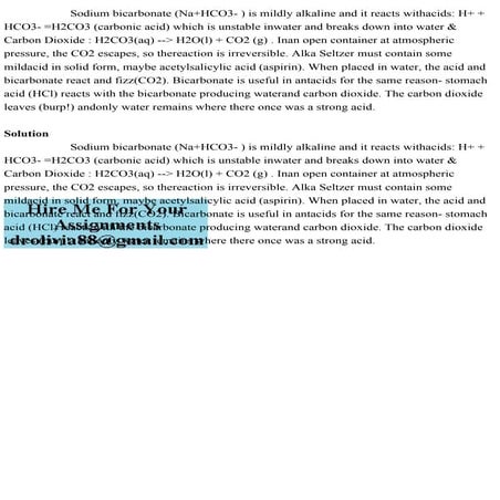 Sodium bicarbonate (Na+HCO3- ) is mildly alkaline.pdf | Chemistry | Science