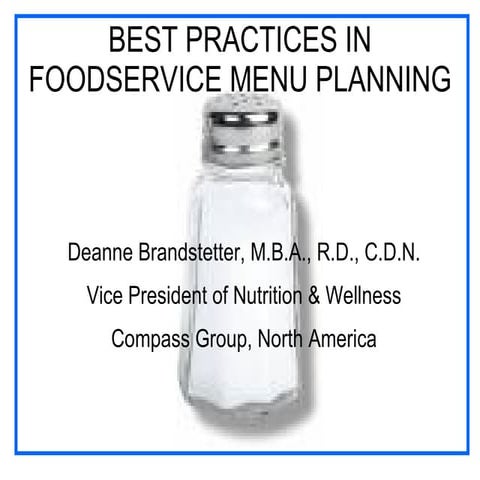 Best Practices in Foodservice Menu Planning | PPT