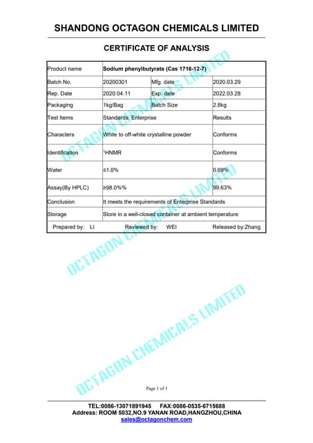 Imipenem monohydrate coa | PDF | Chemistry | Science