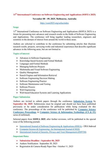 6th International Conference on Advances in Software Engineering (ASOFT ...