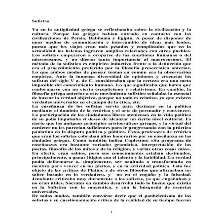 Sofistas ¿Quiénes fueron los sofistas? Grecia antigua | PDF