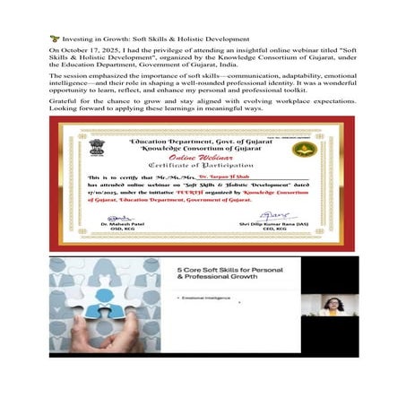 Soft skills and Holistic Development webinar | PDF