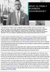 Family governance, heritage and succession planning matter | PDF