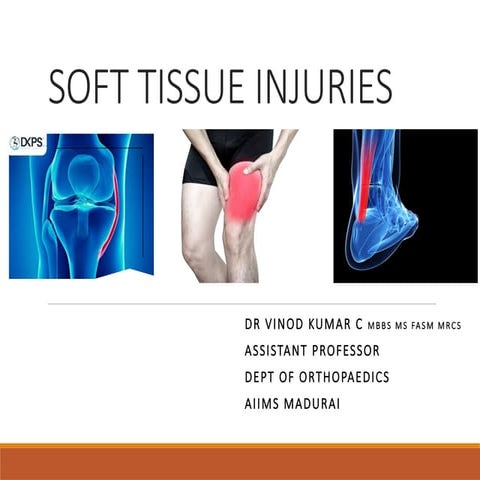 Soft tissue injuries - Muscles , ligaments and tendon injuries | PPTX