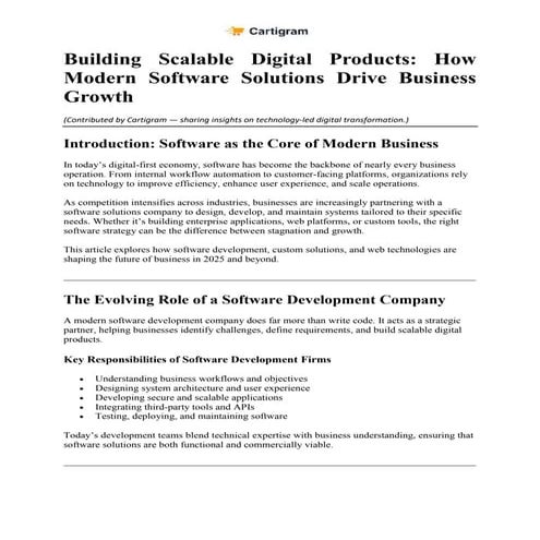 Software Development and Digital Growth Insights by Cartigram | PDF