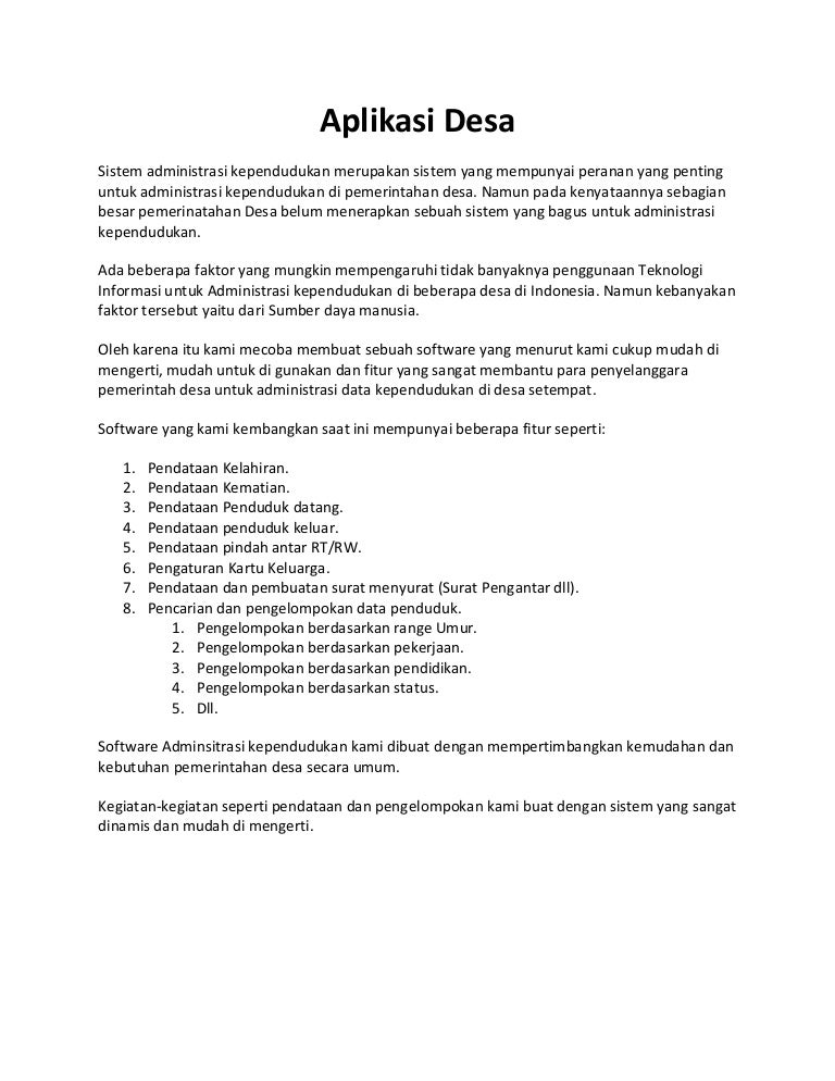 Software administrasi desa - acebro