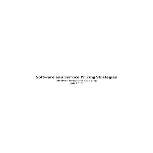 Software as a service pricing strategies | PDF | Shareware and Freeware | Computer Software and ...