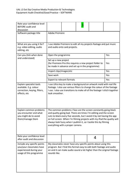 Software audit form for Premiere Pro | PDF