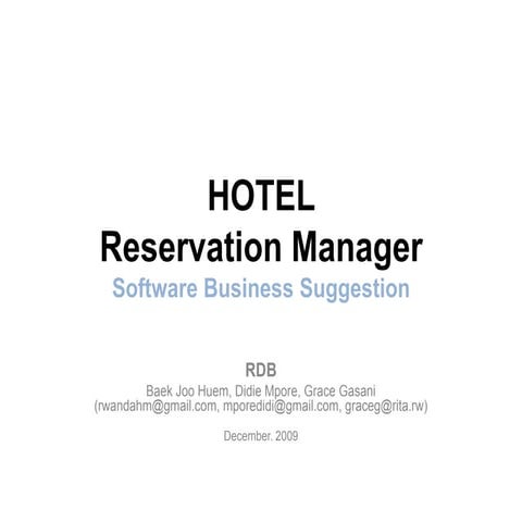 Software Developement Proposal (Hotel Manager 1.0) | PPT