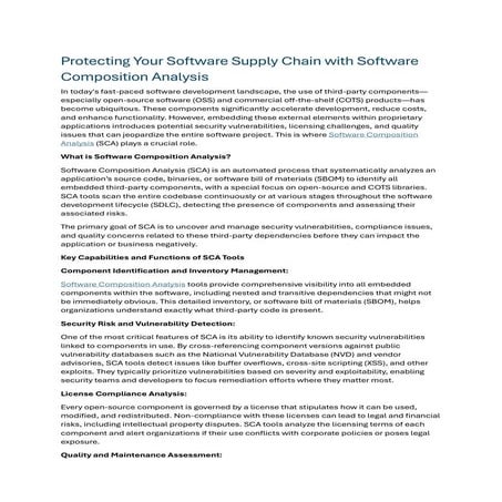 Securing the Software Supply Chain: An Introduction to Software Composition Analysis | PDF