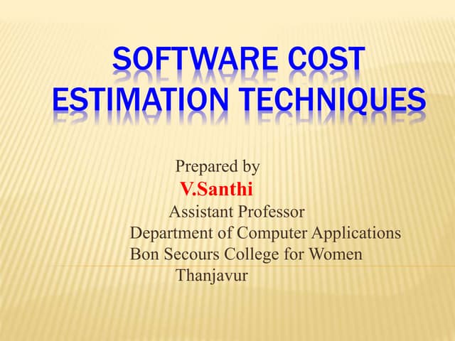 Software Cost Estimation Techniques Ppt