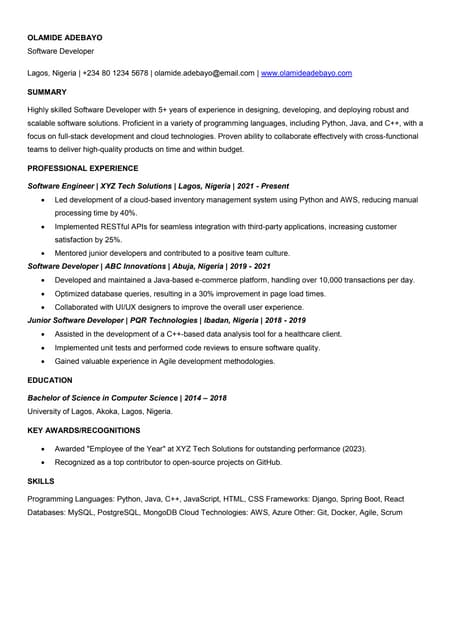 Civil Engineer - Fully Editable ATS Resume Template.docx