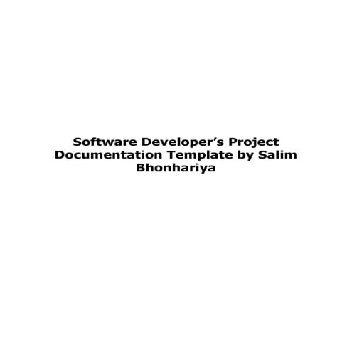 Software Developer’s Project Documentation Template | PDF