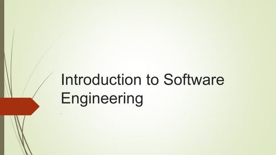 Introduction To Software Engineering Ppt