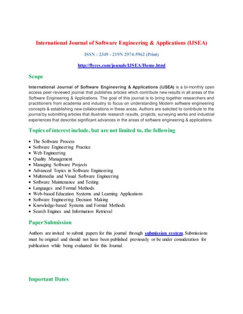 Software Engineering An International Journal(SEIJ) | PDF