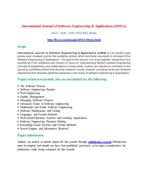 International Journal of Software Engineering (SEIJ) | PDF