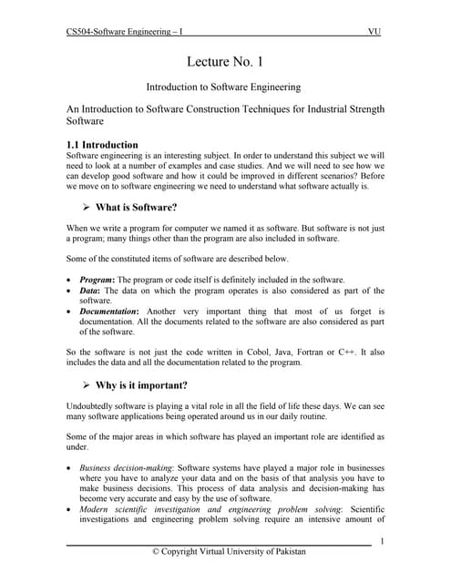 Software Engineering CS-504 Handouts | PDF Software Engineering CS-504 Handouts | PDF