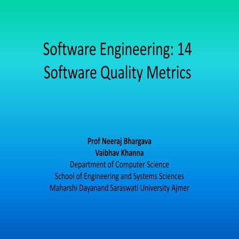 Software engineering 14 software quality metrics | PPT