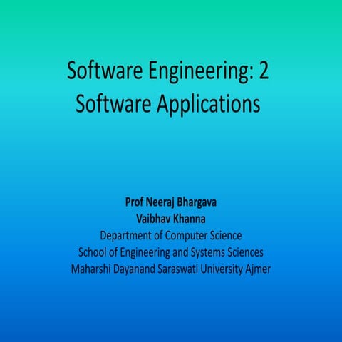 Software engineering 2 software applications | PPTX