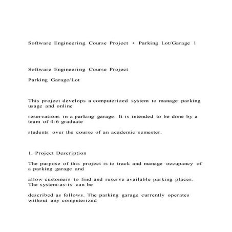 Software Engineering Course Project • Parking LotGarage 1 .docx