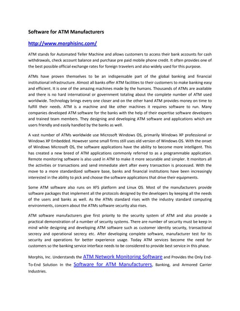 VOICE AIDED ATM MACHINE is used for visually challenged people | PPTX | Digital Audio | Computer ...