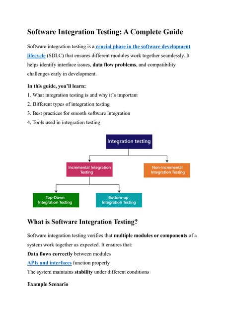 Integration Testing Checklist PDF: A Step-by-Step Guide for QA Teams | PDF